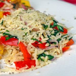 Spinach Orzo Primavera - a very versatile side dish.