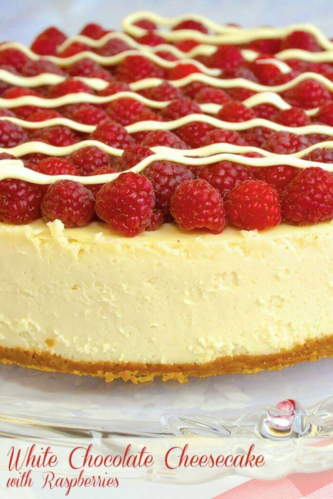 White Chocolate Cheesecake with Raspberries. Perfect for Valentines Day!