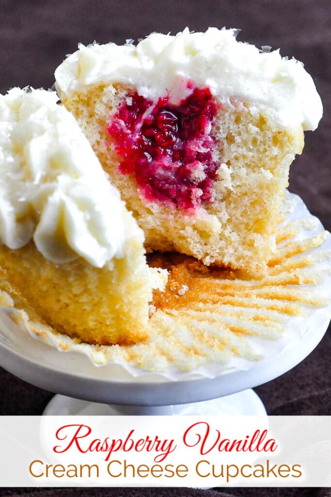 Raspberry Vanilla Cream Cheese Cupcakes - party perfect!