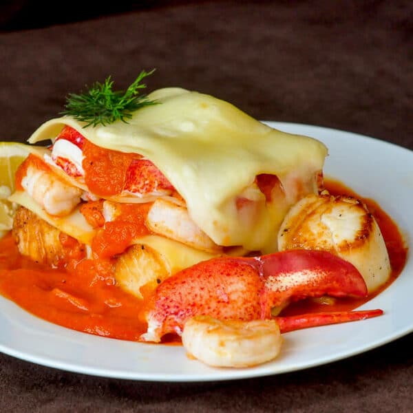 Seafood Lasagna with Roasted Fennel Tomato Sauce
