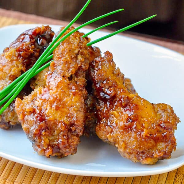 Oven Baked Double Crunch Kung Pao Wings. Crispy, spicy, delicious!