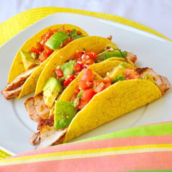 Spicy Barbeque Pork Chop Tacos with Chunky Avocado Salsa