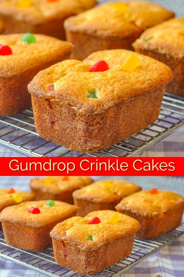 Gumdrop Crinkle Cakes. You can make them in muffin pans too!
