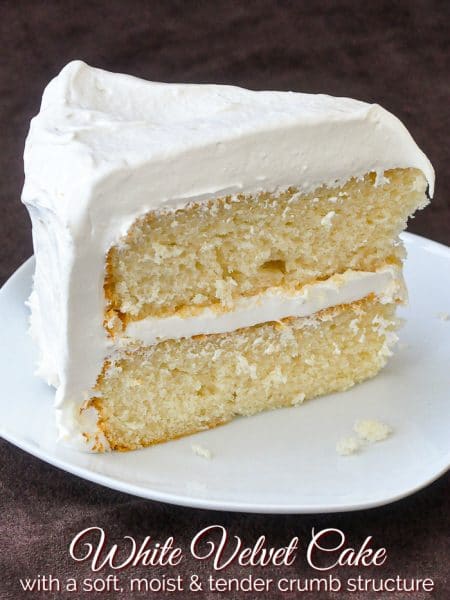 White Velvet Cake. Delicious & moist with a beautifully light texture.