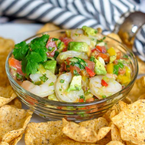 Avocado Lime Shrimp Salsa - a delicious, healthier option for party food!