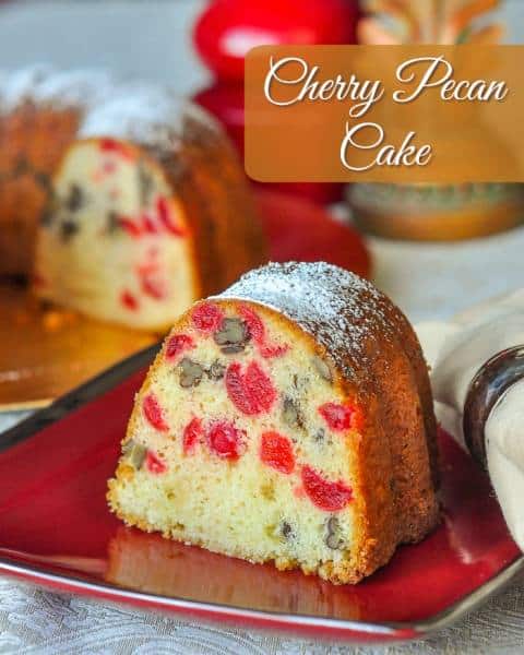 Cherry Pecan Cake. So moist, with a rich cream cheese batter!