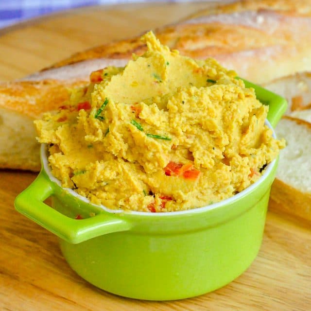 Curry Spiced Roasted Red Pepper Hummus. Easy and delicious!