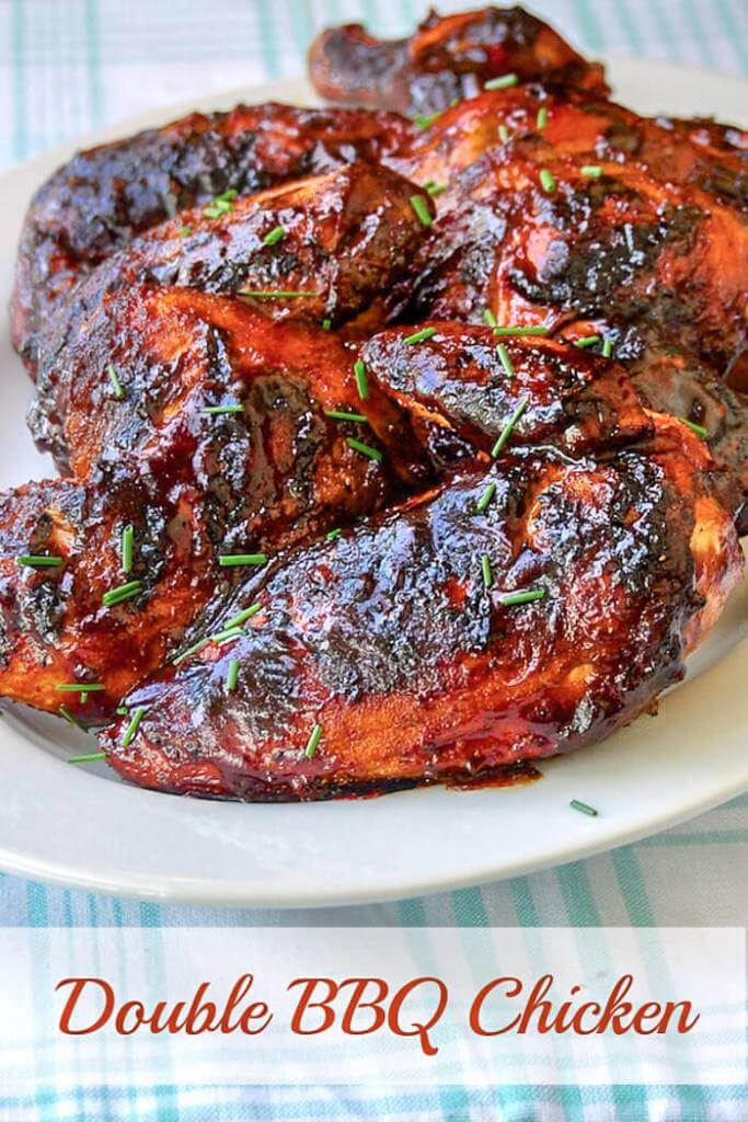 Double Barbecue Chicken - using dry rub plus a sweet & tangy sauce!