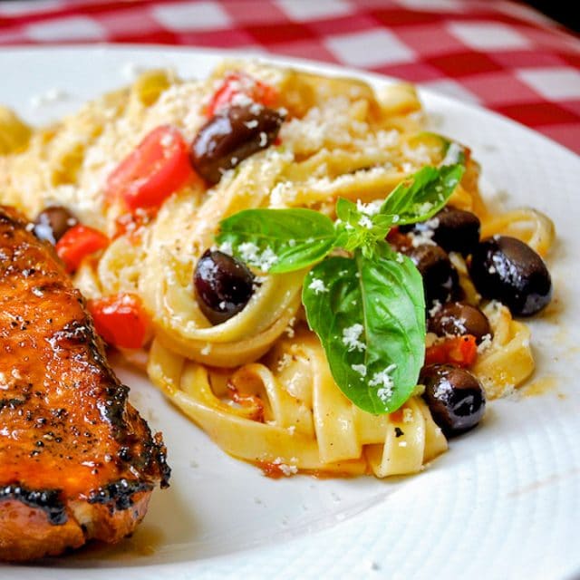 Lemon Basil Fettuccine Puttanesca - Rock Recipes