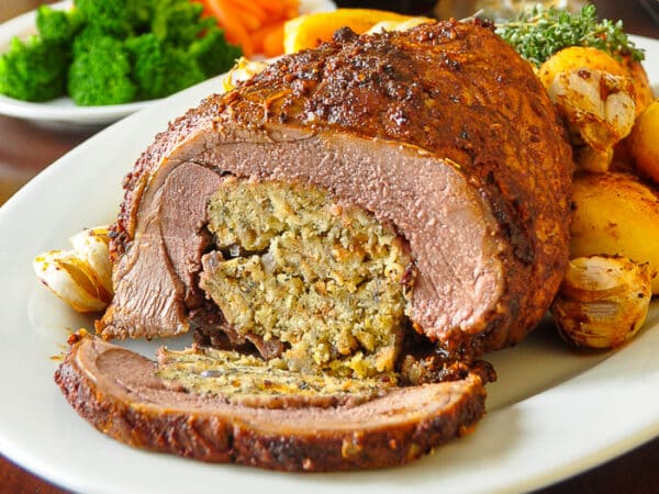 Smoked Paprika Roast Lamb with Summer Savory Stuffing