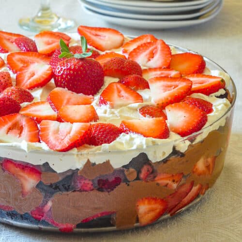 Easy Chocolate Mousse Strawberry Trifle unfussy but delicious!