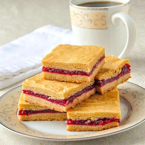 Raspberry Filled Cookie Bars. A time saving one pan version.