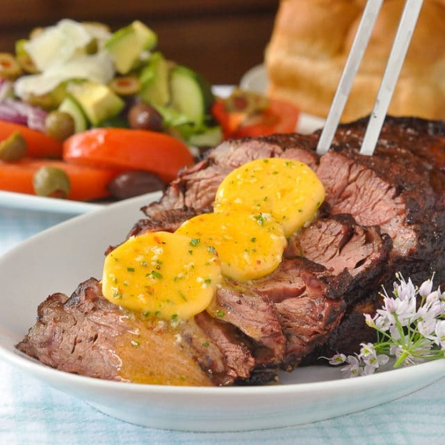 BBQ Prime Rib with Garlic Chili Butter - so tender & succulent!