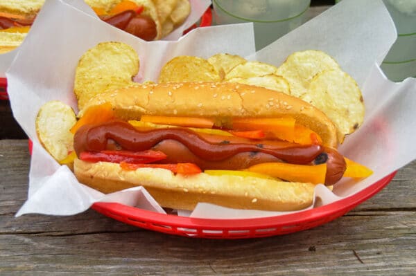 The Red Hot Dog - on Wonder Ballpark Classic Hot Dog Buns.