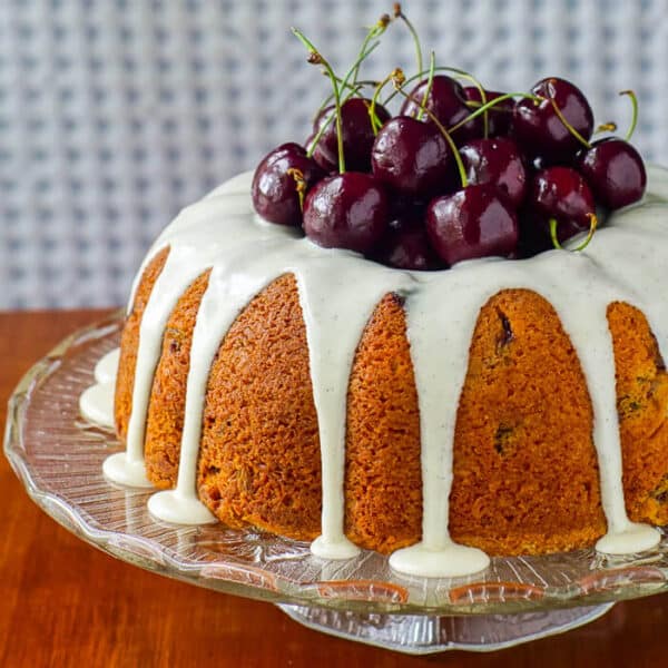 Cherry Cake - a moist pound cake filled with fresh sweet cherries!