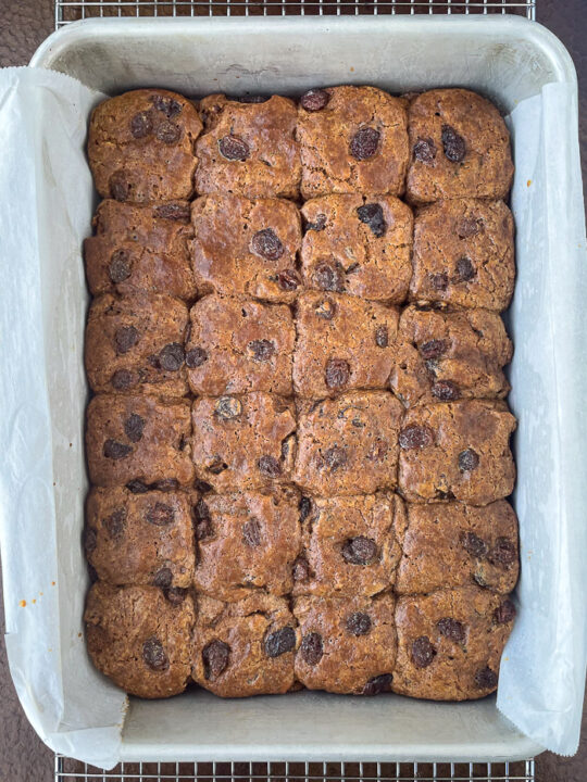 Hot Cross Molasses Raisin Tea Buns - a quick Easter treat.