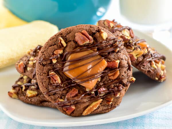 Turtle Cookies, the ultimate chocolate pecan & caramel indulgence!