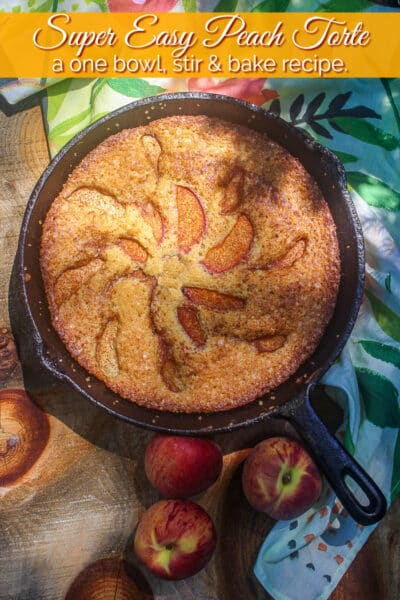 Easy Peach Torte. A super easy, one bowl, stir & bake recipe you'll love!!