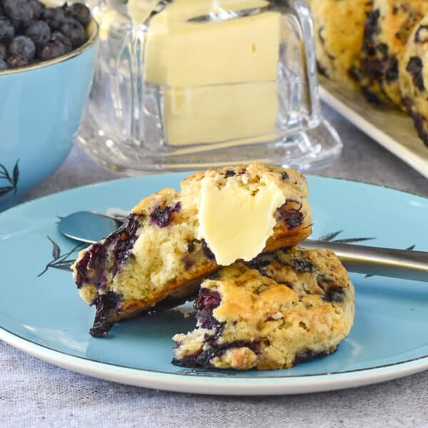 Blueberry Tea Buns with optional vanilla glaze to make them extra special!