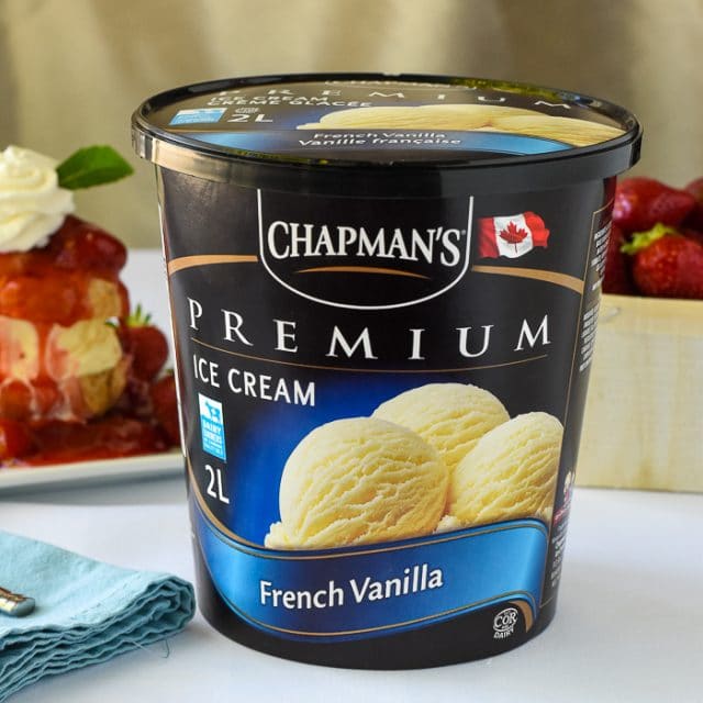 Strawberry Shortcake Profiterole Sundaes with Chapman's French Vanilla!