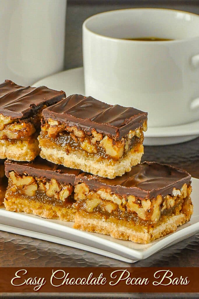 Chocolate Pecan Bars. Full of crunchy pecans topped w/ chocolate!