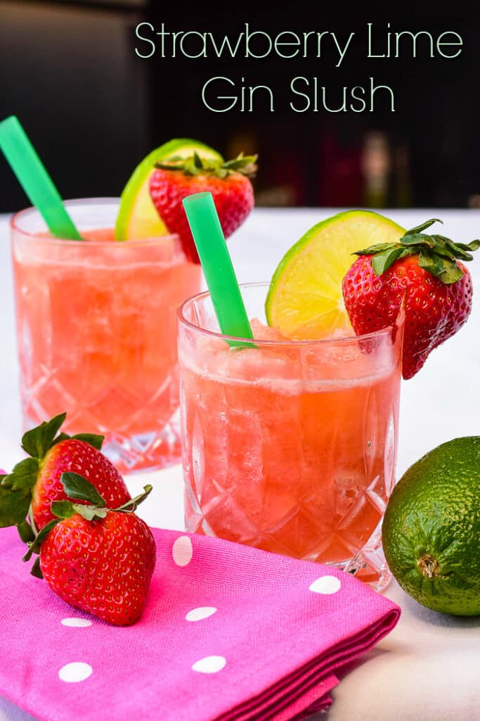 Strawberry Lime Slush. An economical summer or Holiday frozen cocktail!