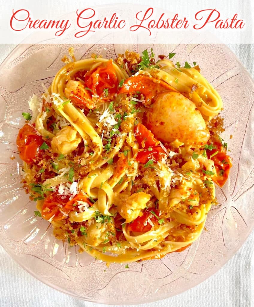 Creamy Garlic Lobster Pasta. So easy, so delicious, so indulgent! - Rock Recipes