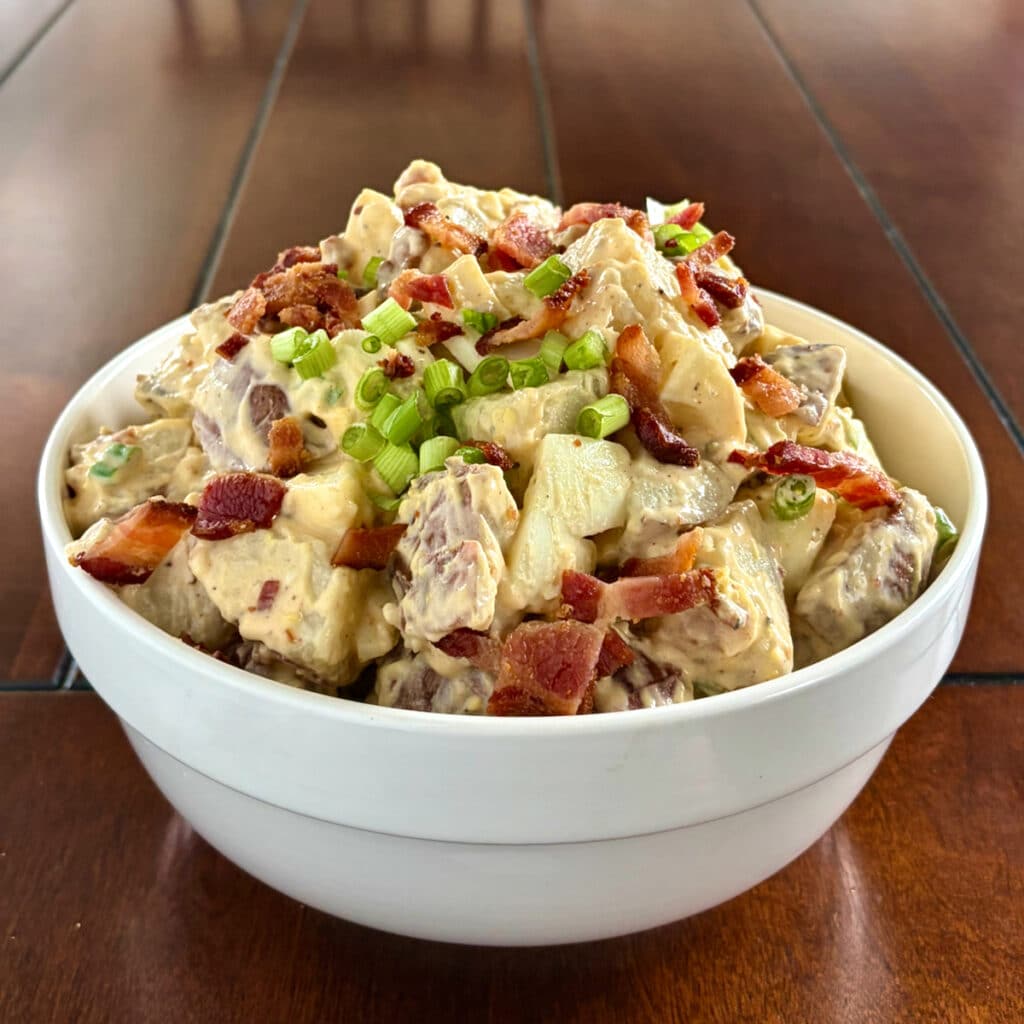 Bacon and Egg Potato Salad. With a zingy homemade dressing! - Rock Recipes